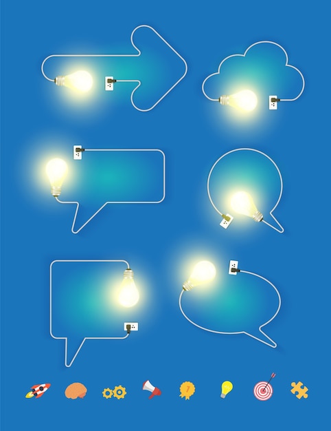 Vector light bulb with speech bubble design | Premium Vector Vector light bulb with speech bubble design | Premium Vector