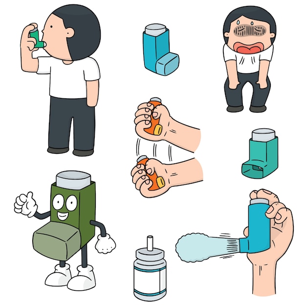 Premium Vector | Vector set of inhalation medicine Premium Vector | Vector set of inhalation medicine