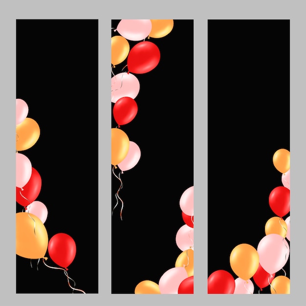 Premium Vector | Vertical background set with colorful helium balloons. Premium Vector | Vertical background set with colorful helium balloons.