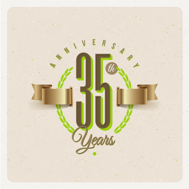 Premium Vector | Vintage 35th years anniversary emblem with golden ... Premium Vector | Vintage 35th years anniversary emblem with golden ...