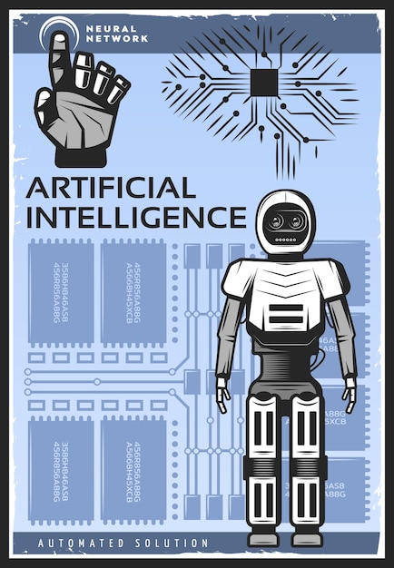 Free Vector | Vintage artificial intelligence poster Free Vector | Vintage artificial intelligence poster