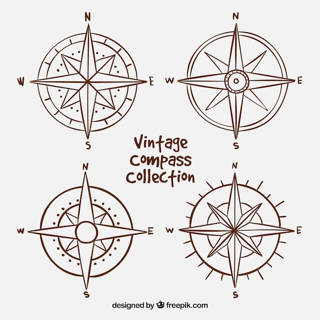 Vintage Compass Collection Free Vector