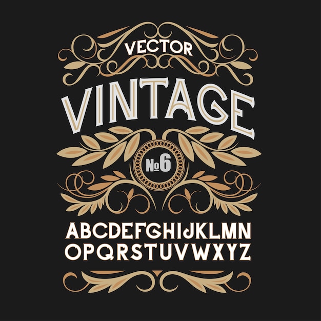 Premium Vector | Vintage label font. alcohol label style. Premium Vector | Vintage label font. alcohol label style.
