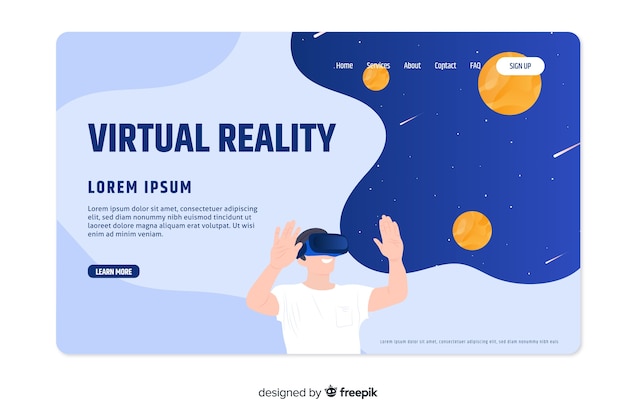 Premium Vector | Virtual reality landing page template Premium Vector | Virtual reality landing page template