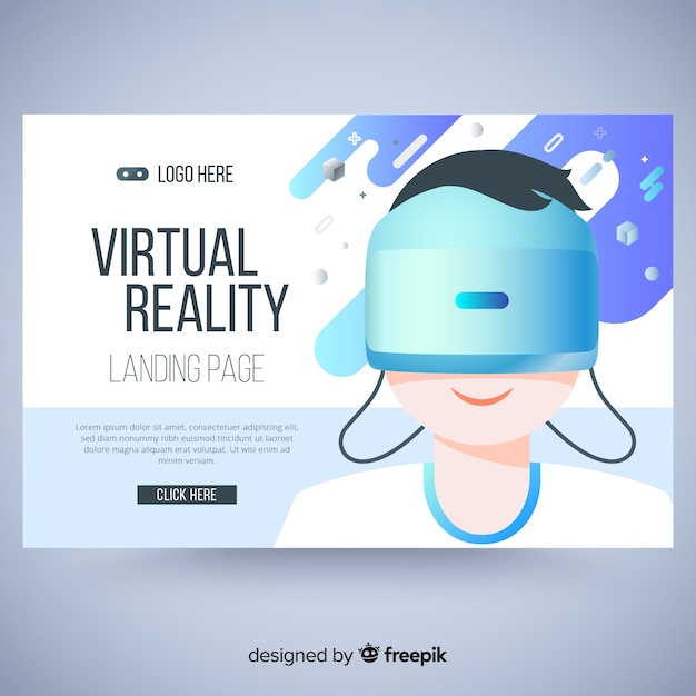 Free Vector | Virtual reality landing page template Free Vector | Virtual reality landing page template