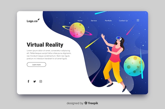 Free Vector | Virtual reality landing page template Free Vector | Virtual reality landing page template