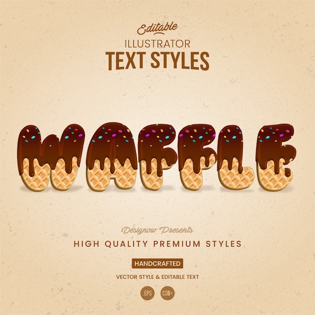 Premium Vector | Waffle and chocolate text style Premium Vector | Waffle and chocolate text style