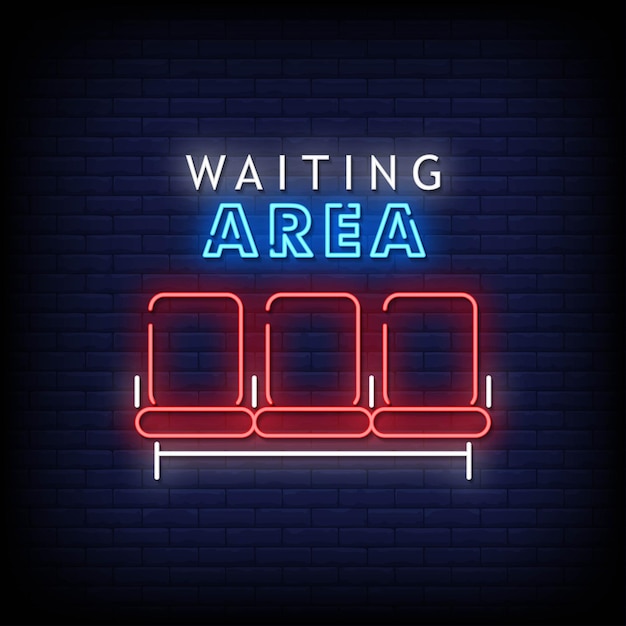 Premium Vector | Waiting area neon signs style text Premium Vector | Waiting area neon signs style text