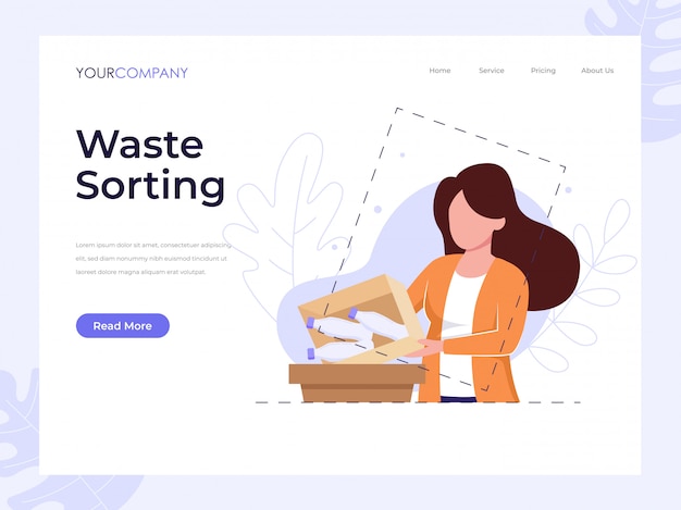 Premium Vector | Waste sorting landing page Premium Vector | Waste sorting landing page