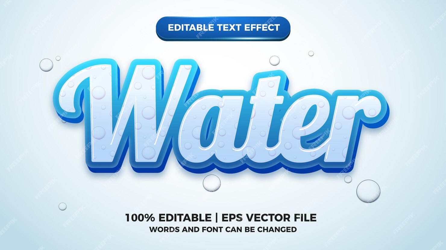 Premium Vector | Water editable text effect style template Premium Vector | Water editable text effect style template