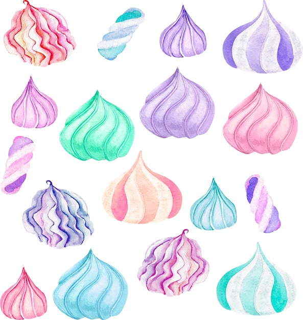 Premium Vector | Watercolor marshmallow illustration set Premium Vector | Watercolor marshmallow illustration set