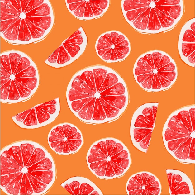 Premium Vector | Watercolor orange and red grapefruit seamless pattern Premium Vector | Watercolor orange and red grapefruit seamless pattern