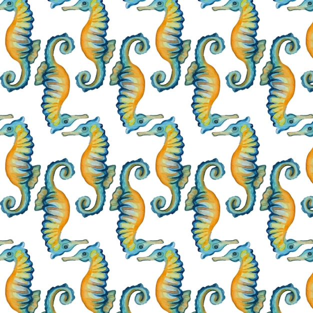 Premium Vector | Watercolor seahorses pattern Premium Vector | Watercolor seahorses pattern