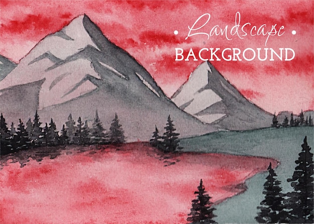 Premium Vector | Watercolor style natural landscape background Premium Vector | Watercolor style natural landscape background