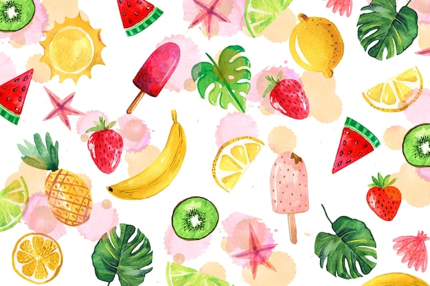 Premium Vector | Watercolor summer background theme Premium Vector | Watercolor summer background theme