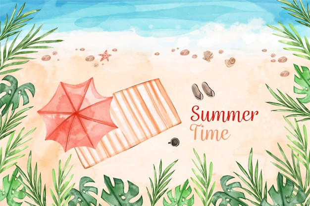 Premium Vector | Watercolor summer background Premium Vector | Watercolor summer background