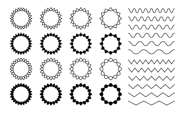 Premium Vector | Wave zigzag dividers. undulating zig zag round frames ... Premium Vector | Wave zigzag dividers. undulating zig zag round frames ...