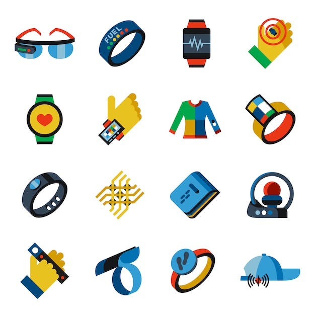 Premium Vector | Wearable technology icons set Premium Vector | Wearable technology icons set