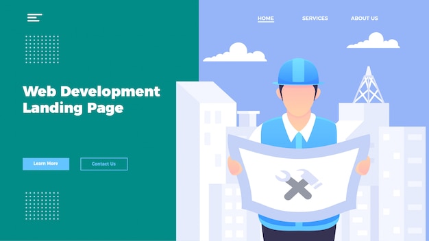 Premium Vector | Web developer landing page template. Premium Vector | Web developer landing page template.