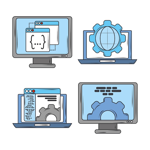 Premium Vector Web Development Digital Software Programming And Coding Laptop Computer 8098