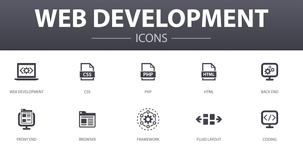 Premium Vector | Web development simple concept icons set. contains ...