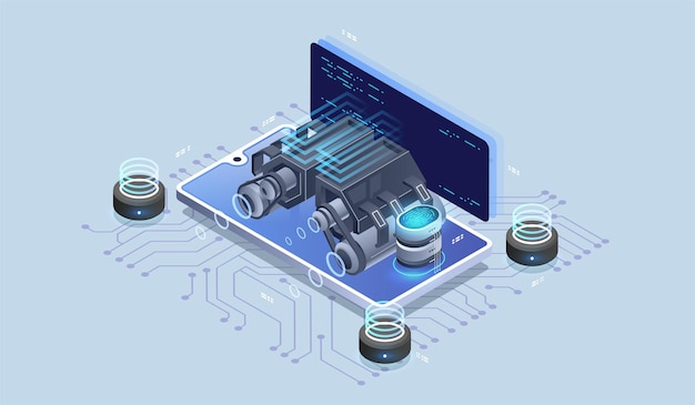 Premium Vector | Web engine, programming tools. software development ...