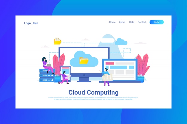 Premium Vector | Web page header cloud computing illustration concept ... Premium Vector | Web page header cloud computing illustration concept ...