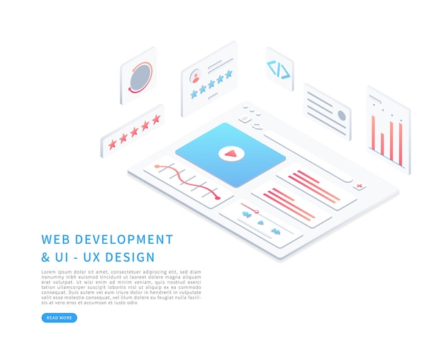 Premium Vector | Web page interface design in isometric vector ... Premium Vector | Web page interface design in isometric vector ...