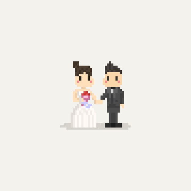 Premium Vector | Wedding character.pixel art.8bit. Premium Vector | Wedding character.pixel art.8bit.