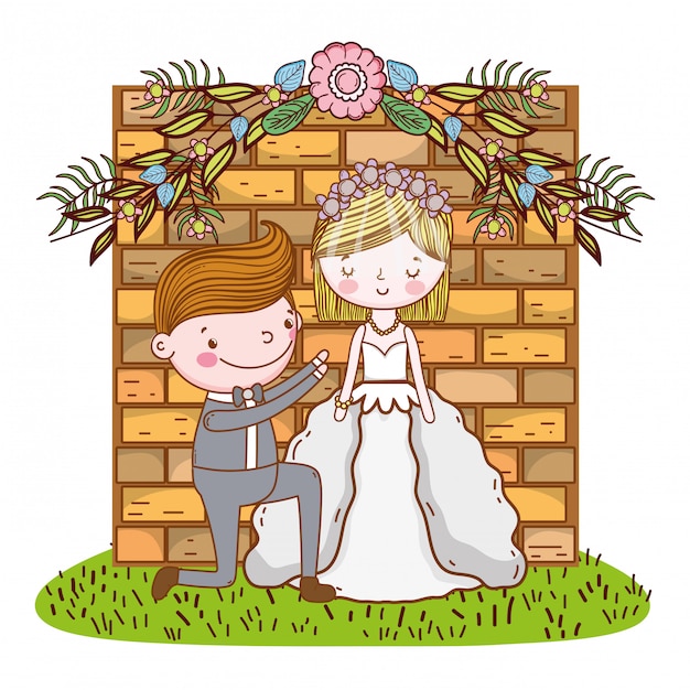 Premium Vector | Wedding couple cute cartoon Premium Vector | Wedding couple cute cartoon