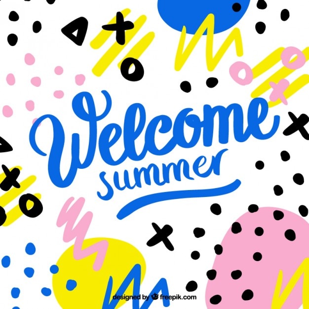 Welcome summer memphis background | Premium Vector Welcome summer memphis background | Premium Vector