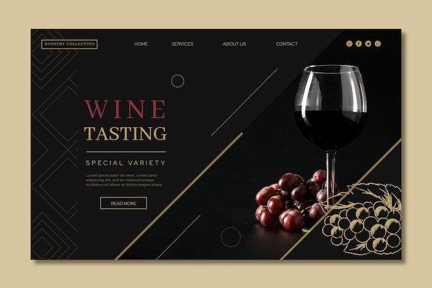 Free Vector | Wine tasting ad landing page template Free Vector | Wine tasting ad landing page template