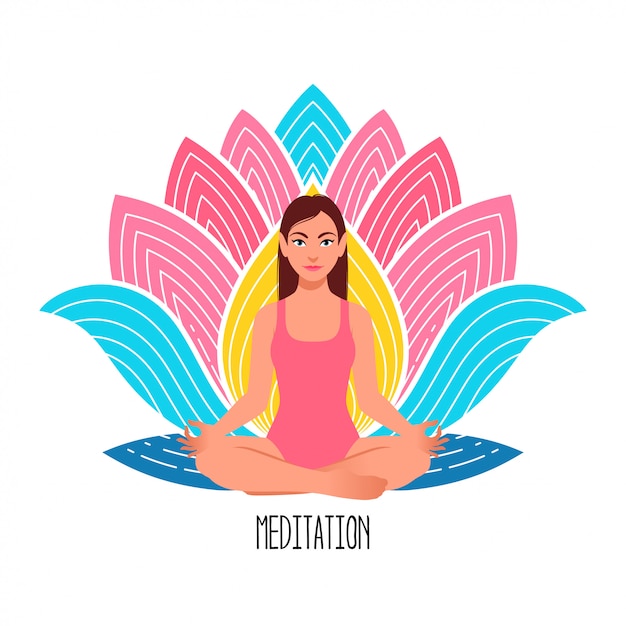 Premium Vector Woman In Lotus Position
