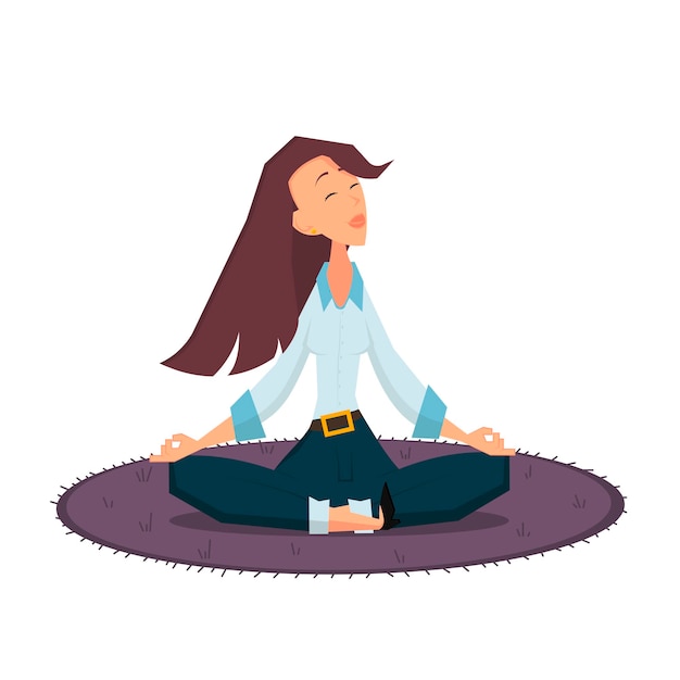 Premium Vector | Woman sits in a lotus position. color vector cartoon ... Premium Vector | Woman sits in a lotus position. color vector cartoon ...