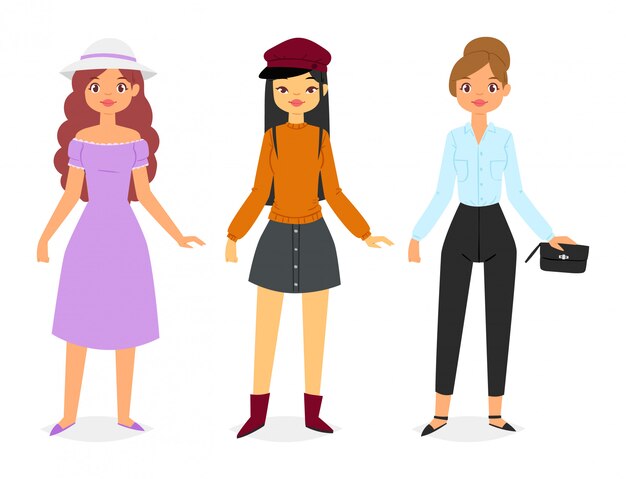 Premium Vector | Woman wearing fashion clothes set Premium Vector | Woman wearing fashion clothes set