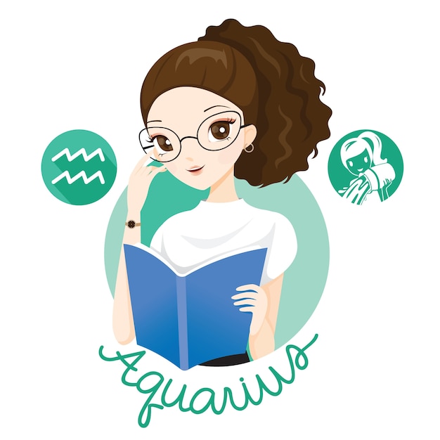 Premium Vector Woman With Aquarius Zodiac Sign