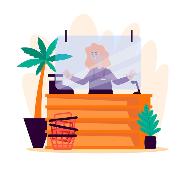 Free Vector | Woman working in a safe environment Free Vector | Woman working in a safe environment
