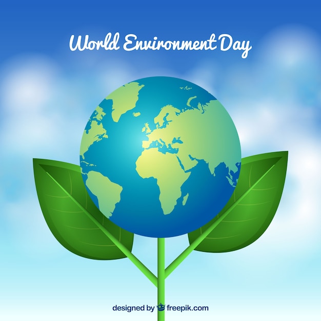 Free Vector | World environment day with earth flower background Free Vector | World environment day with earth flower background