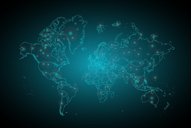 World map digital tech background | Premium Vector World map digital tech background | Premium Vector