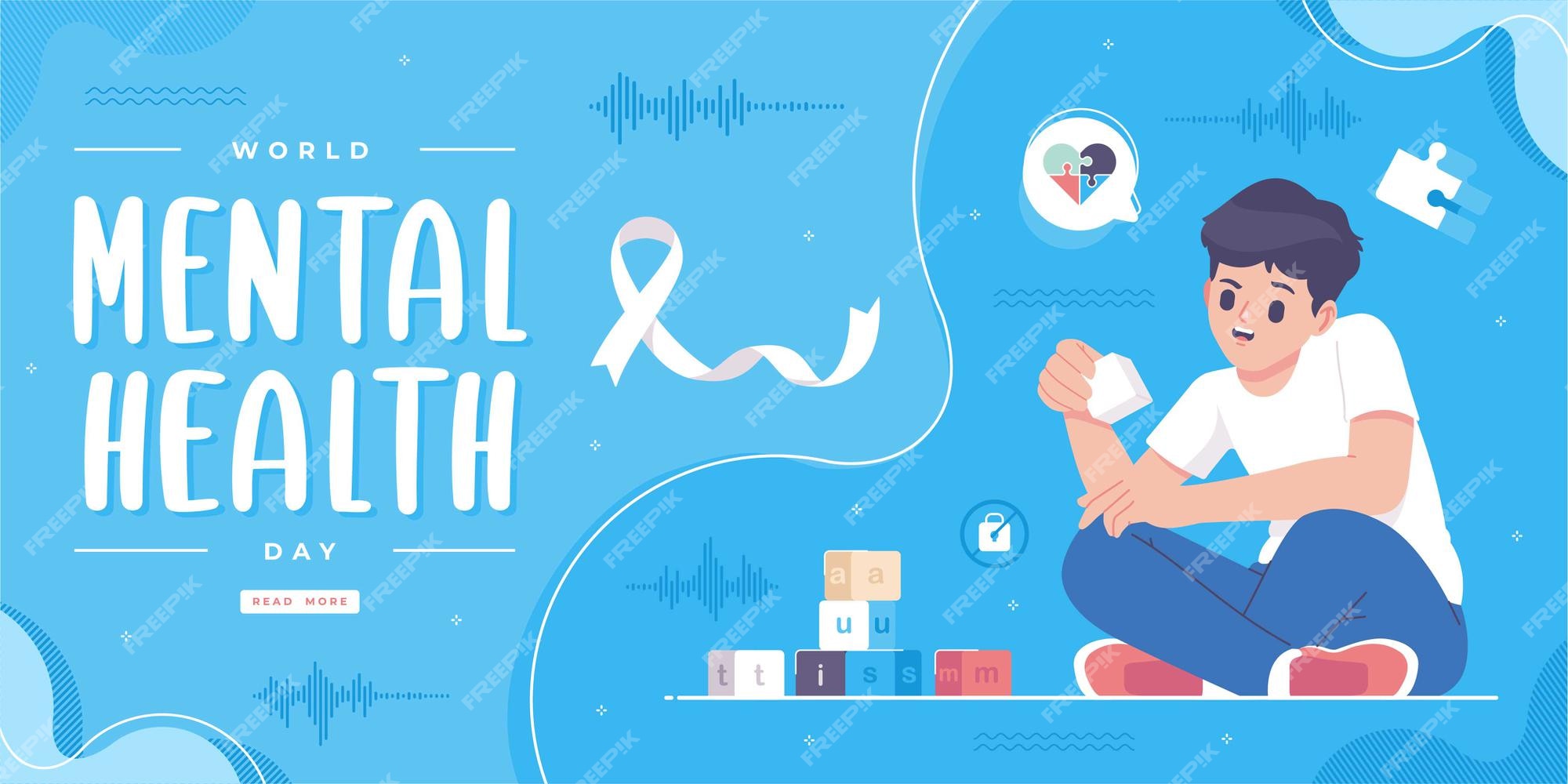 Premium Vector | World mental health day banner Premium Vector | World mental health day banner