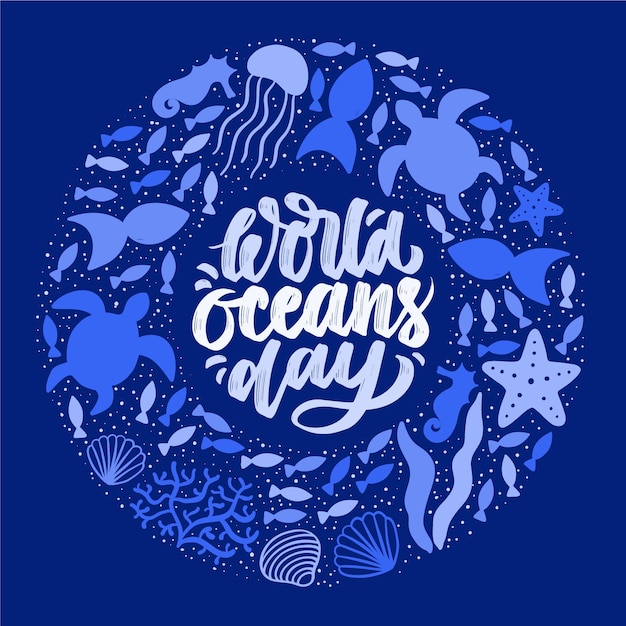 World Oceans Day Concept Free Vector