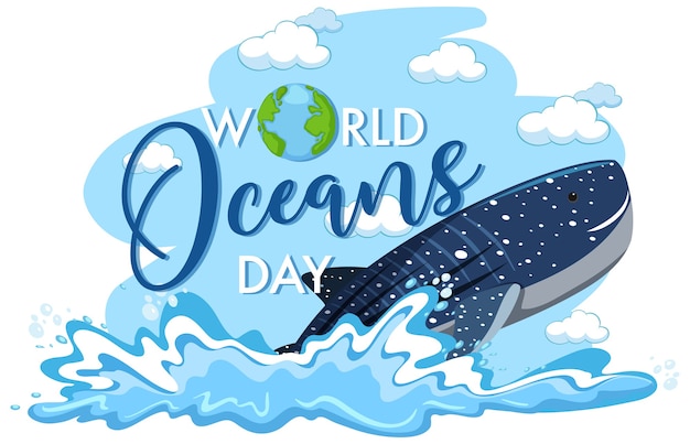 Premium Vector World Oceans Day Illustration With Whale
