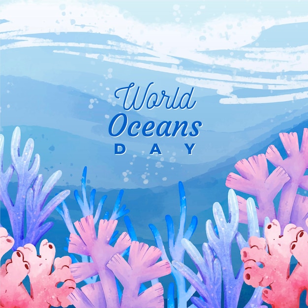 Premium Vector World Oceans Day Theme