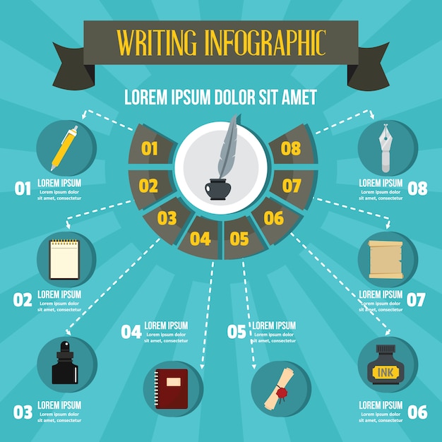 Premium Vector | Writing infographic, flat style Premium Vector | Writing infographic, flat style