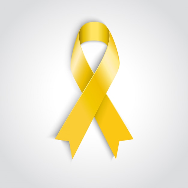 Premium Vector | Yellow awareness ribbon on white background. Premium Vector | Yellow awareness ribbon on white background.