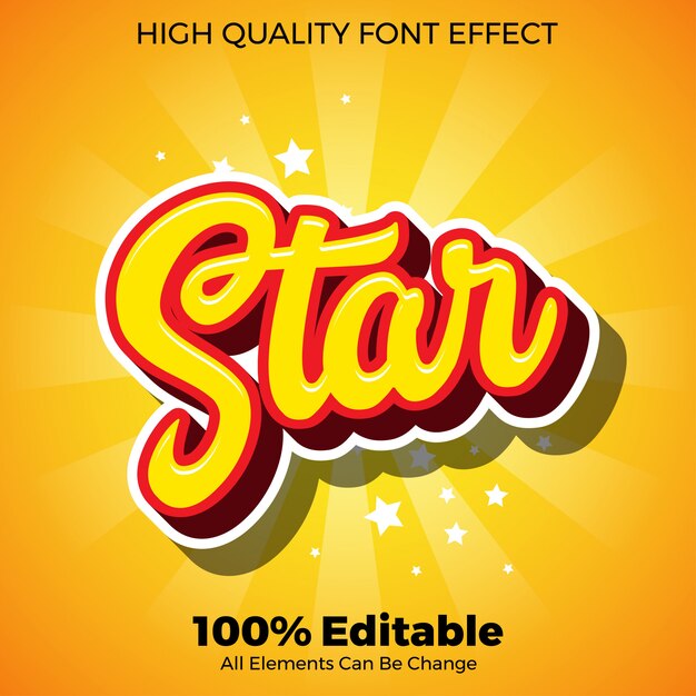 Premium Vector Yellow Star Text Style Editable Font Effect