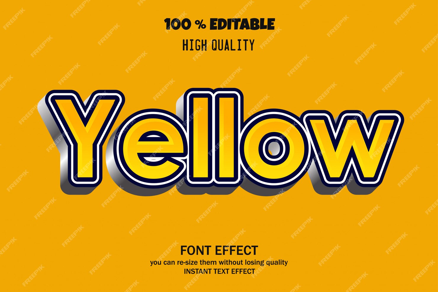 Premium Vector | Yellow text, editable font effect Premium Vector | Yellow text, editable font effect