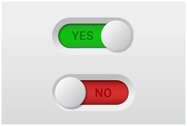 Premium Vector | Yes and no toggle switch buttons isolated Premium Vector | Yes and no toggle switch buttons isolated