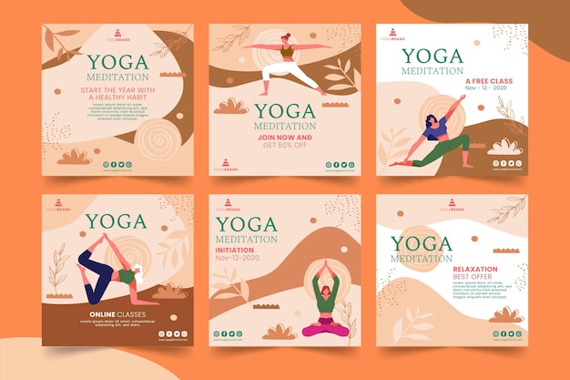 Premium Vector | Yoga instagram posts Premium Vector | Yoga instagram posts