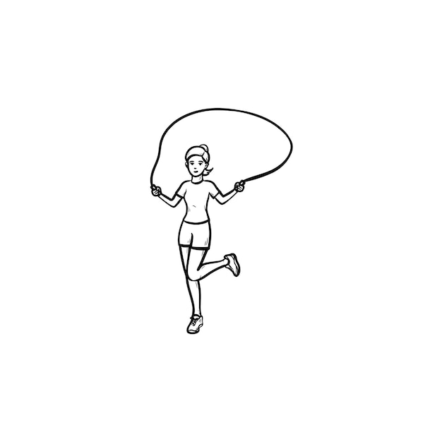 Premium Vector | Young girl skipping over rope hand drawn outline ... Premium Vector | Young girl skipping over rope hand drawn outline ...